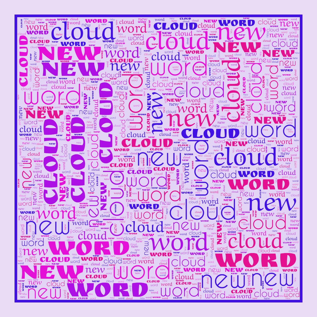 Word cloud in a Square shape with 3 words – Test | WordCloud.app