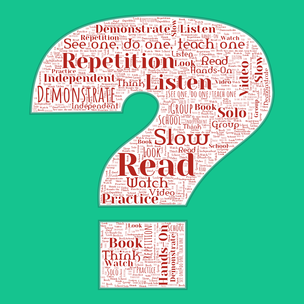 Word Cloud in a Question Mark shape with 17 words – New Word Cloud | WordCloud.app